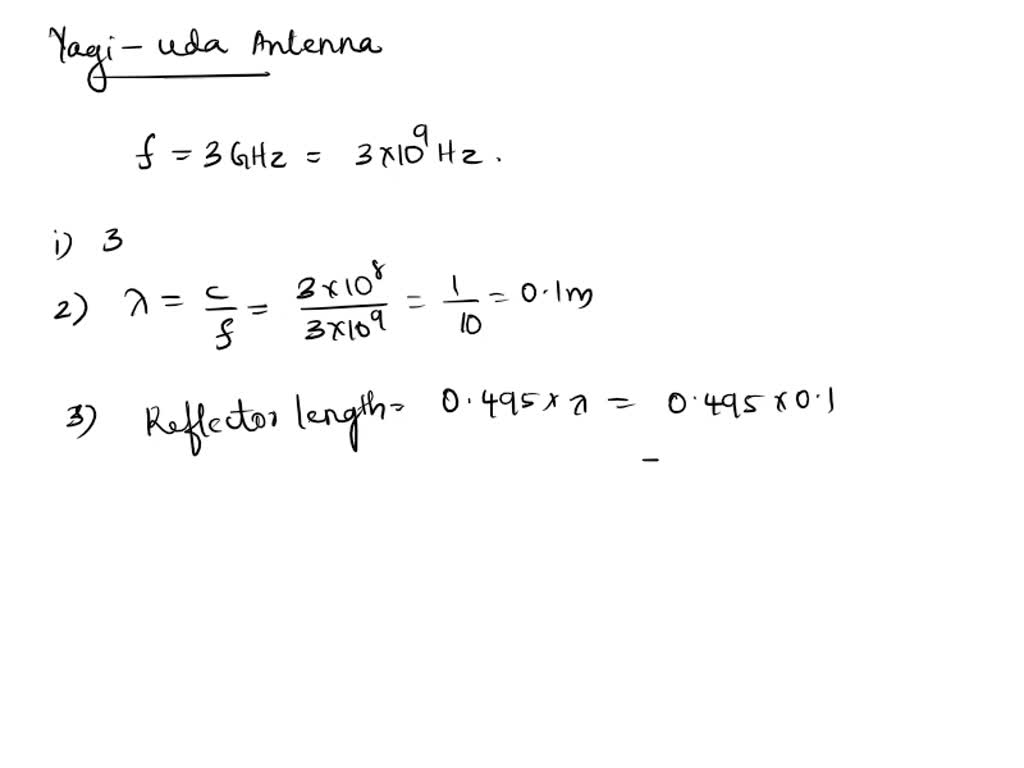 SOLVED: Design a Yagi-Uda antenna for 3 GHz frequency. Find the number ...