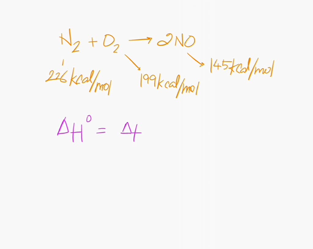 SOLVED: Calculate the enthalpy for the following reaction: N2 + O2 -> 2 ...