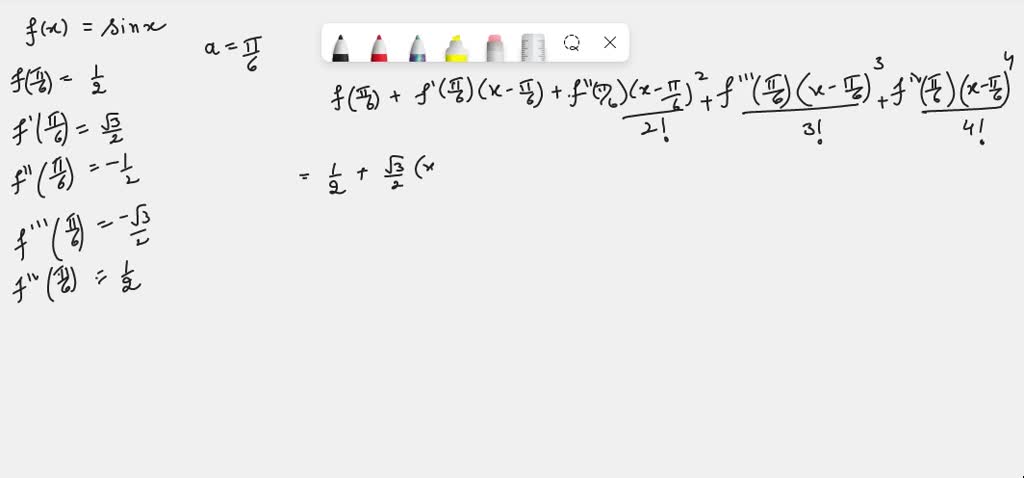 SOLVED: The 4th degree Taylor polynomial for sin(x) centered at 3 is ...