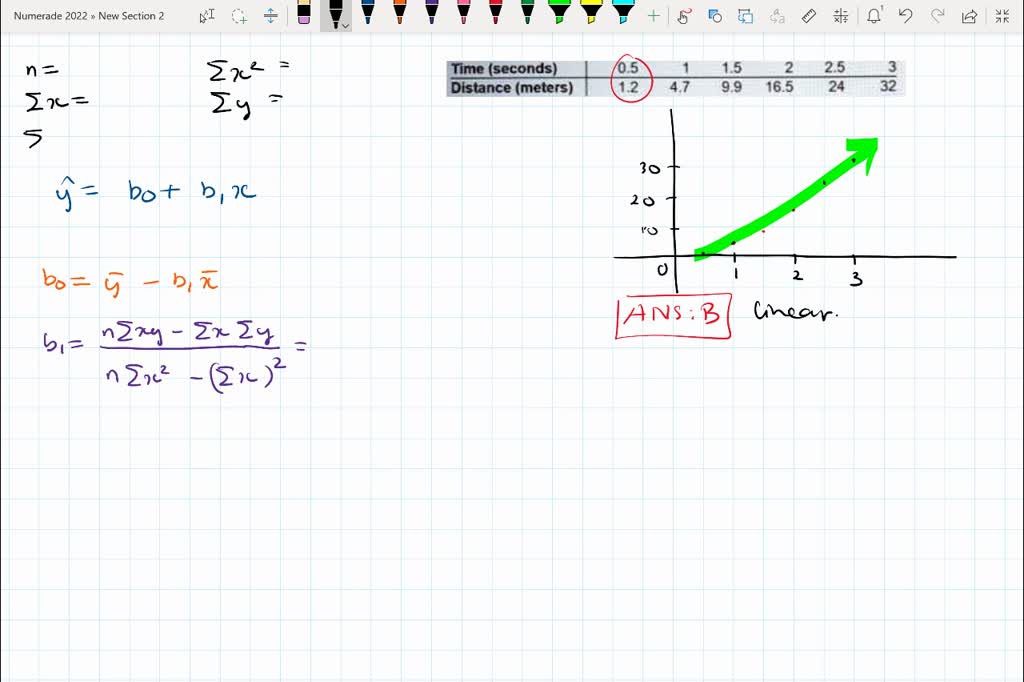 SOLVED: An experiment involves dropping a ball and recording the distance it falls (Y) for ...