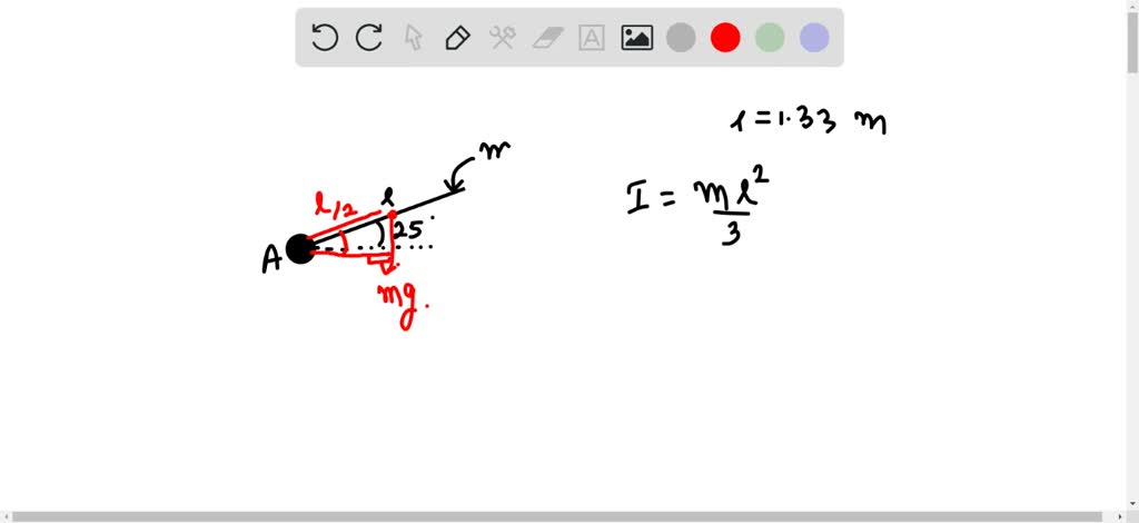 SOLVED: A uniform rod of length 1.33 m is attached to a frictionless ...