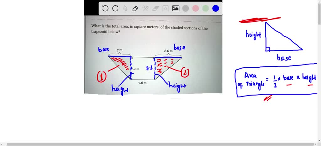 SOLVED: 'This shows the trapezoid cut into two triangles what are the ...