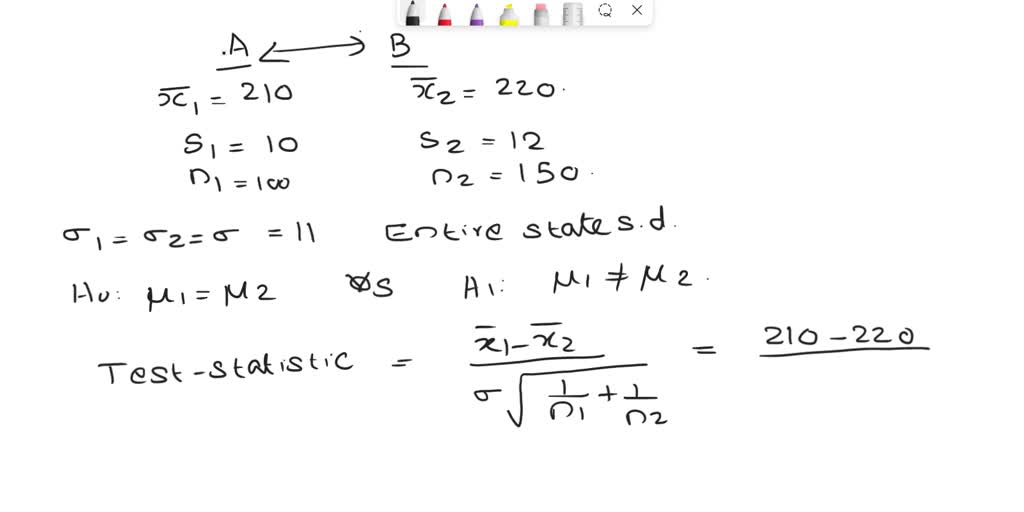 '1723,The mean yield of wheat from a district A was 210 Ibs. from a ...