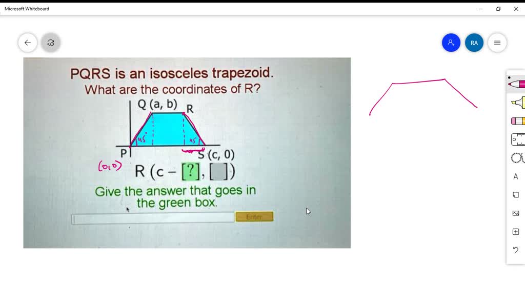 SOLVED: A translation of trapezoid PQRS (blue) to trapezoid P'Q'R'S' (green) is shown, where the ...