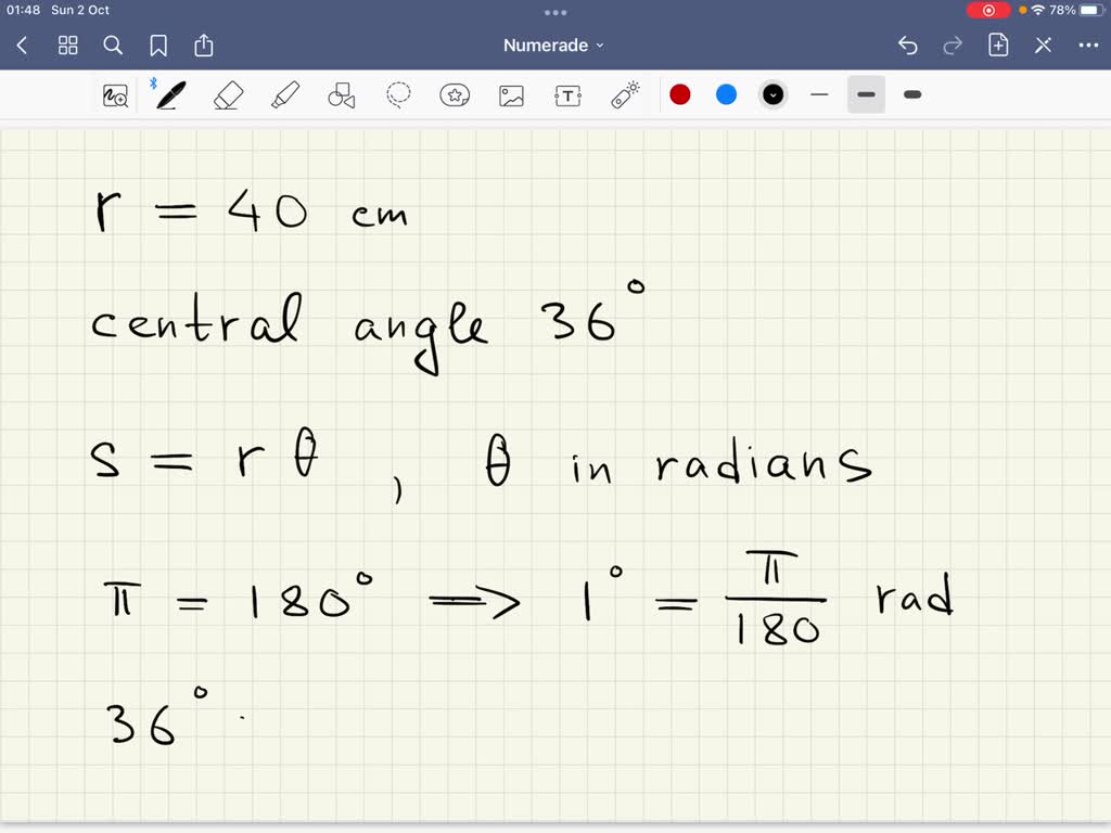 SOLVED: A circle has a radius of 40 centimeters. Find the length of the ...