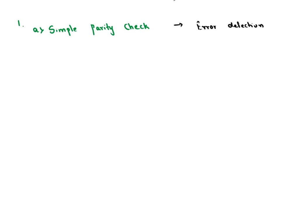SOLVED: Which error detection method consists of just one redundant bit per data unit? a) Simple ...