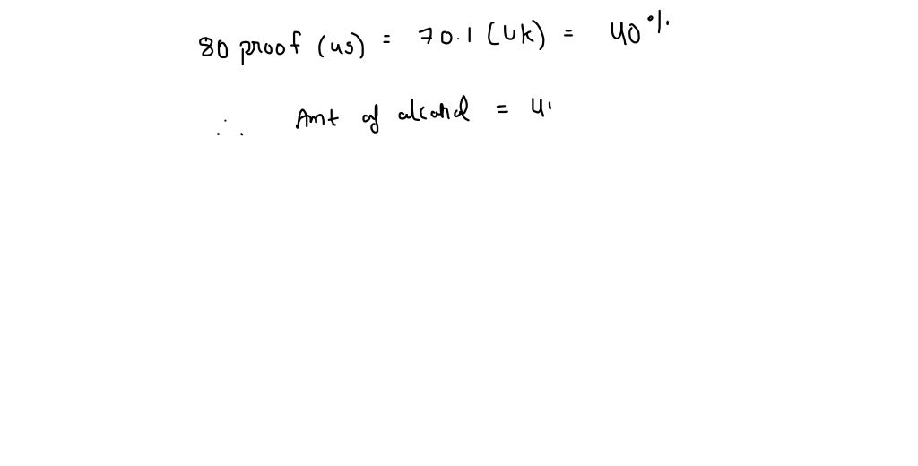SOLVED: A 120 mL bottle of alcoholic beverage labelled 80 proof ...