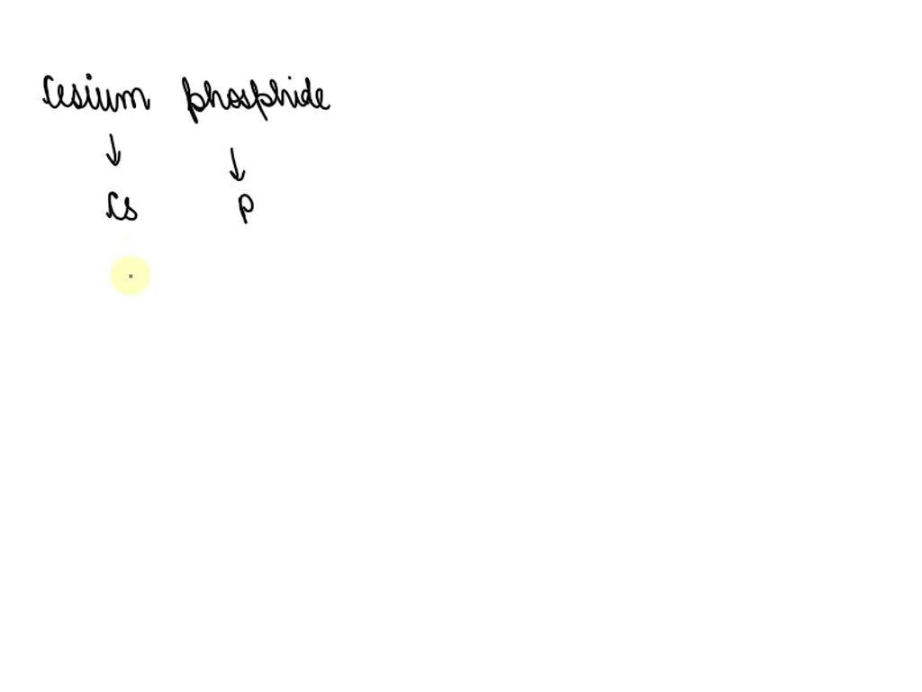 SOLVED: The formula of cesium phosphide is a. CsP3 b. CsP3 c. CsP d. CsPz