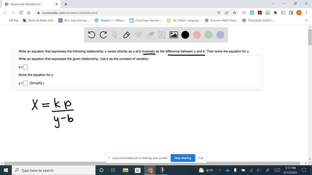 Solved Wnrite An Equation That Expresses The Following Relationship Varies Directly As W And