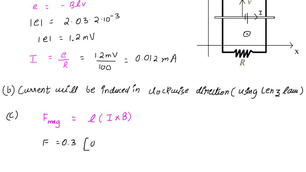 SOLVED: Texts: A conducting bar, located in the xy plane, is moving on conducting rails with a ...