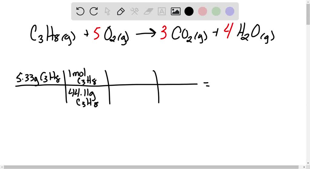 SOLVED: The reaction of propane gas (C3H8) with chlorine gas (Cl2 ...