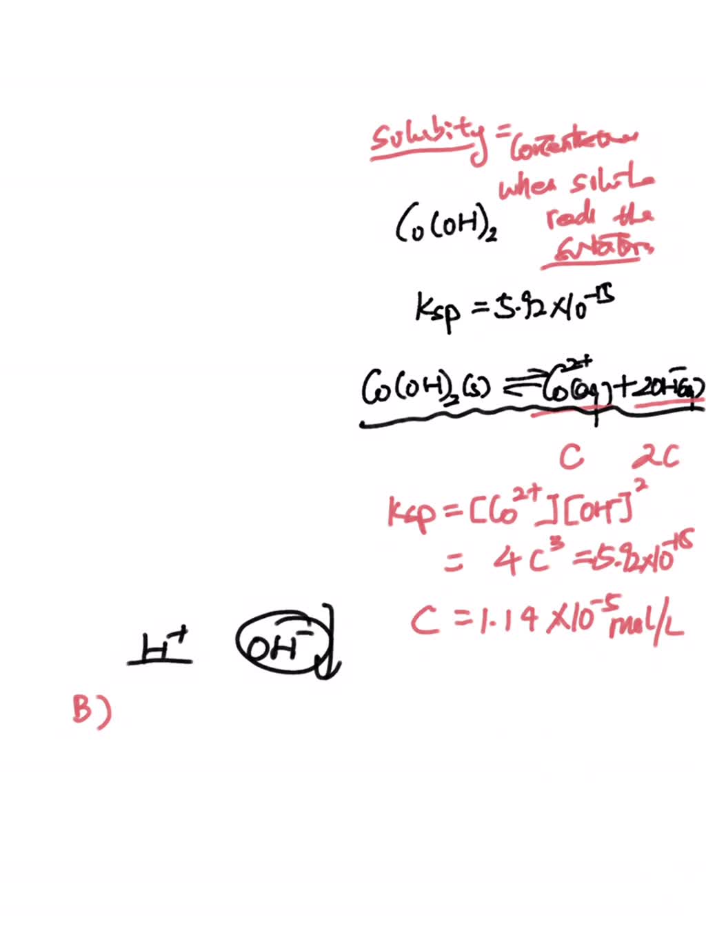SOLVED: The ionic compound cobalt(II) hydroxide has a Ksp of 5.92 x 10 ...