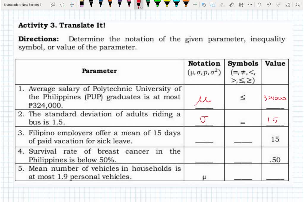 SOLVED: Activity 3 - Translate Itl Directions: Determine the notation symbol or value of the ...