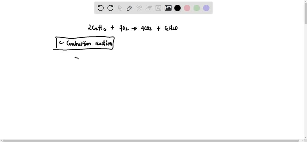 SOLVED: Which type of reaction is 2C2H6 + 7O2 → 4CO2 + 6H2O? A ...