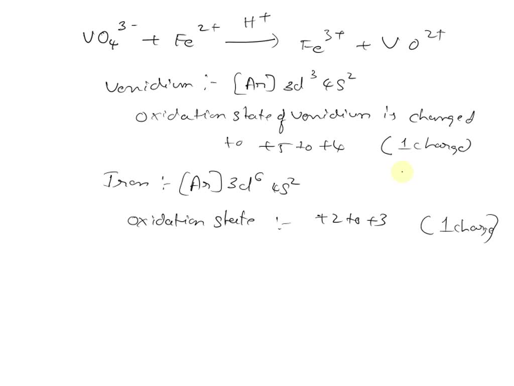 SOLVED: Balance the following redox reaction in acidic solution: VO43 ...