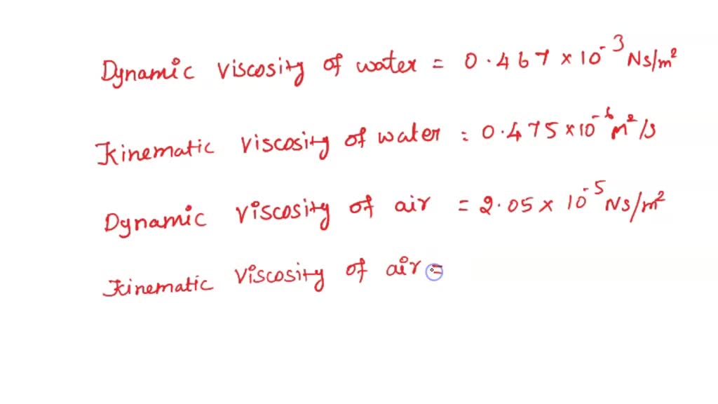 Determine the ratio of the dynamic viscosity of water to air at a temperature of 60^∘C. Compare ...