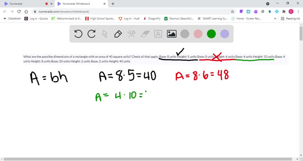 SOLVED: What are the possible dimensions of a rectangle with an area of ...