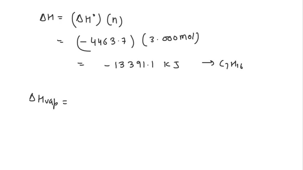 SOLVED: The compound heptane, C7H16, is a good fuel. It is a liquid at ...