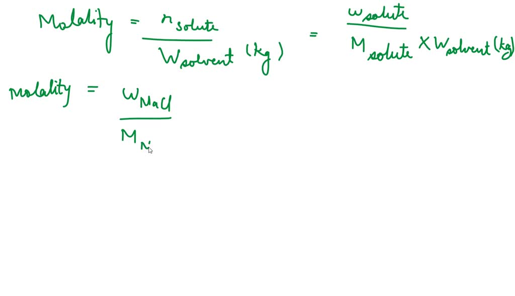 SOLVED: A solution is prepared by dissolving 25.0 g of NaCl in 500.0 g of water. What is the ...