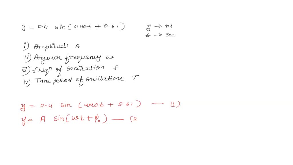 SOLVED: A simple harmonic oscillation is represented by the equation y ...