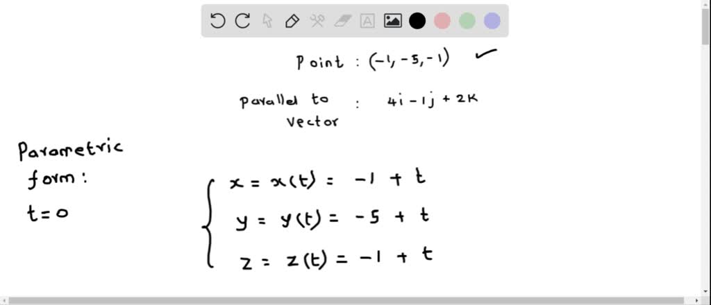 SOLVED: point) Find the vector and parametric equations for the line ...