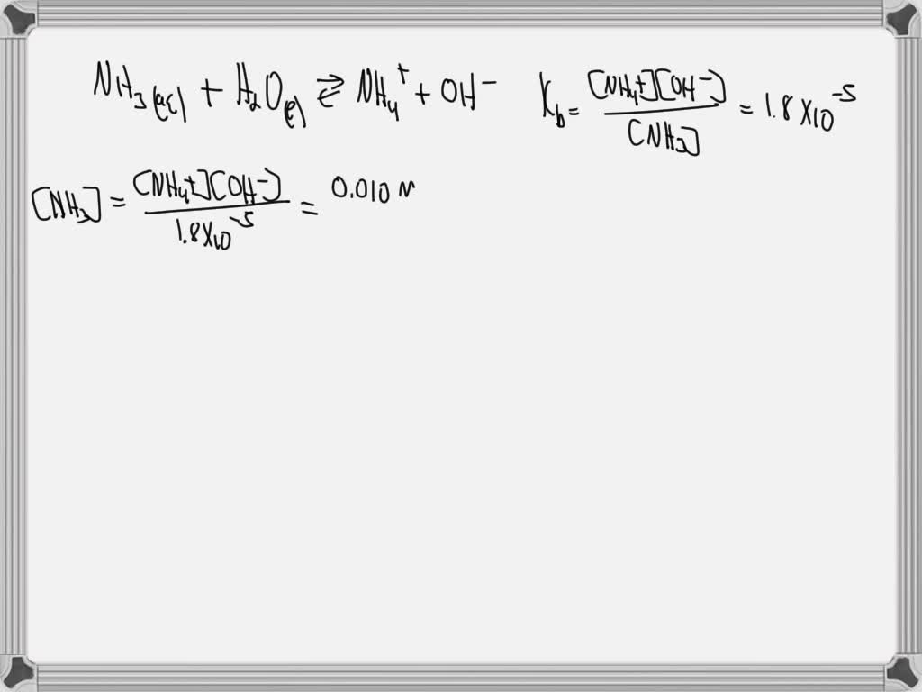 SOLVED: A solution is 0.010 M in HCl and 0.010 M in NH4Cl. What is the ...
