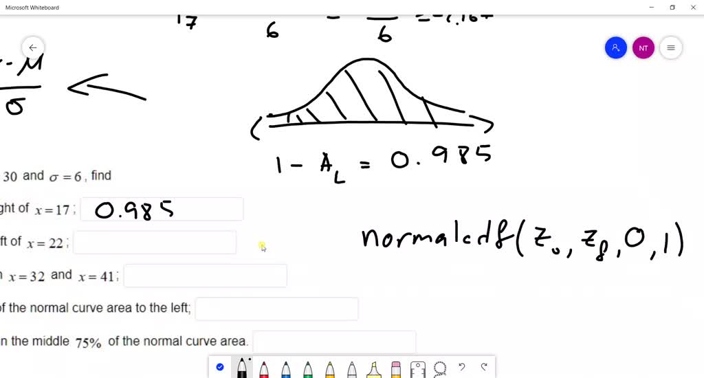 SOLVED: Q19) Given a normal distribution with u = 30 and 0 = 6, find ...