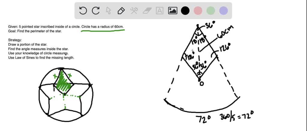 SOLVED: a regular five pointed star is inscribed in a circle of radius ...
