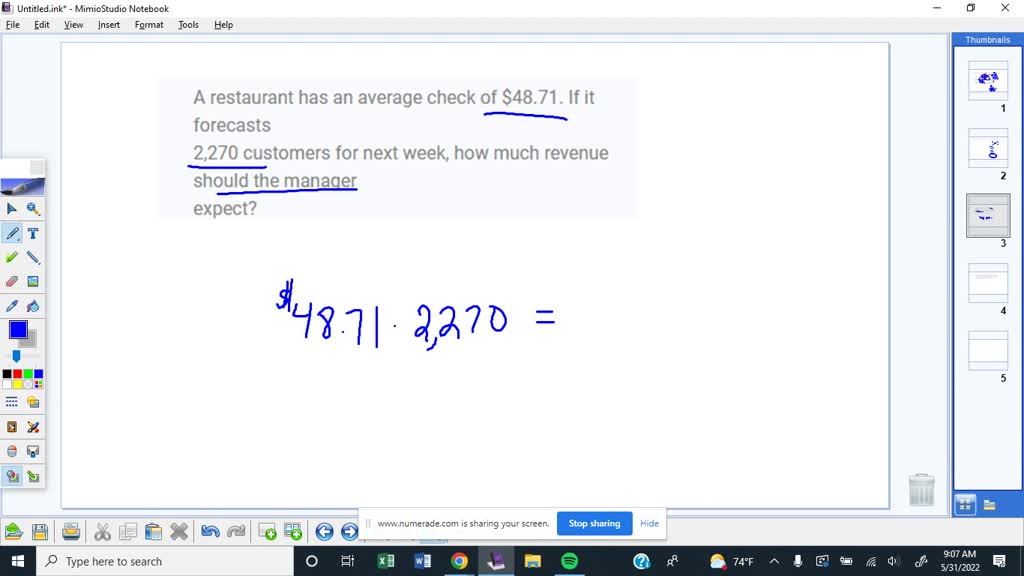SOLVED: A restaurant has 100 seats with an average turnover of 2.5 ...