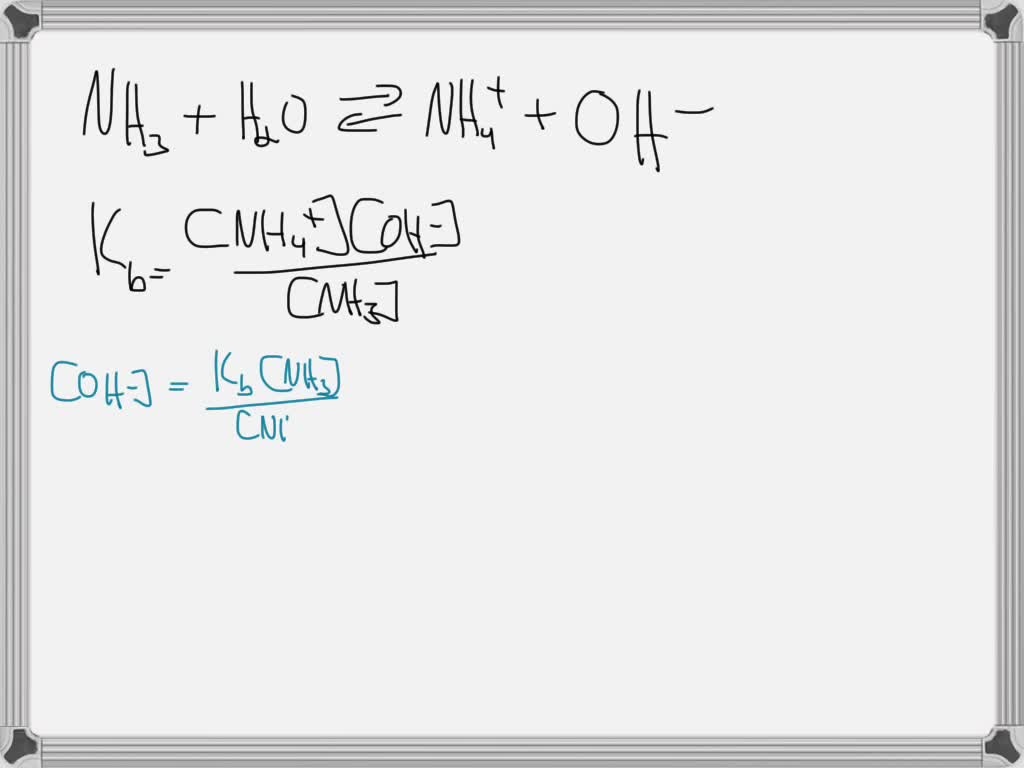 SOLVED: Calculate the [OH] in an aq solution which is 0.125 M NH3 and 0 ...