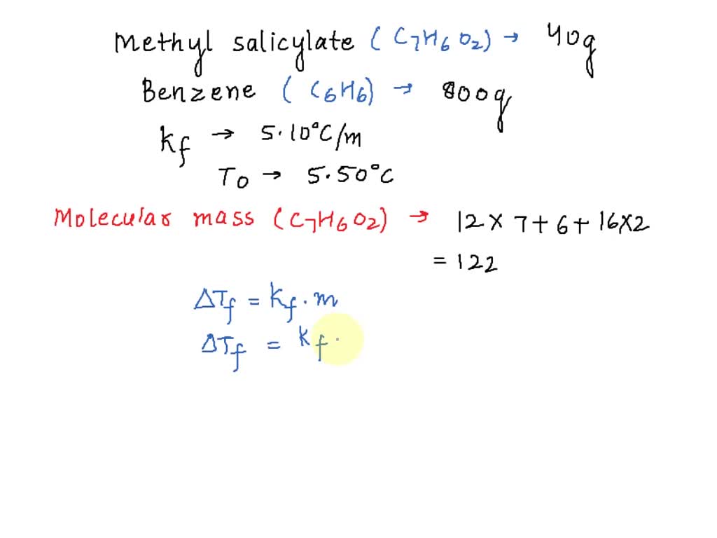 SOLVED: Calculate the freezing point of a solution of 40.0 g methyl ...