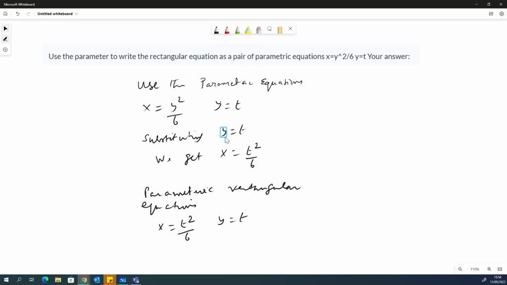 SOLVED: Use the parameter to write the rectangular equation as a pair of parametric equations x ...