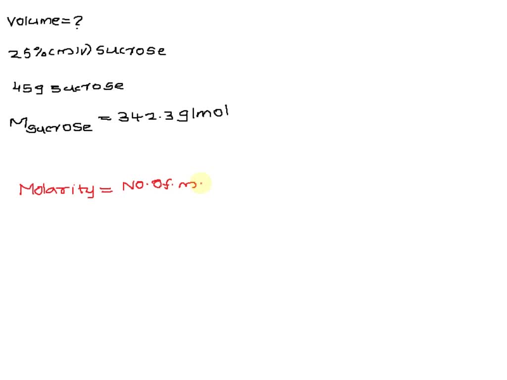 A sugar solution contains 750 mg of sucrose in a volume of 1.5 L. What ...