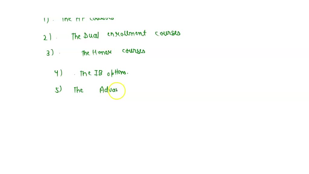 SOLVED: What are the different types of rigorous courses, and what type ...
