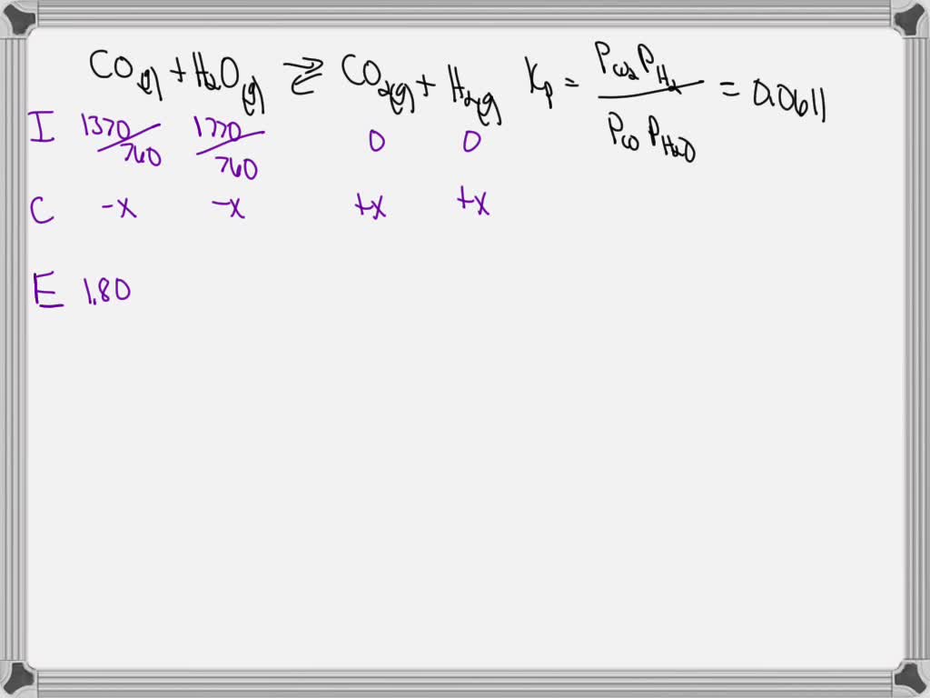 CO(g) + H2O(g) â‡Œ CO2(g) + H2(g) Kp = 0.0611 at 2000 K. A reaction mixture initially contains a ...