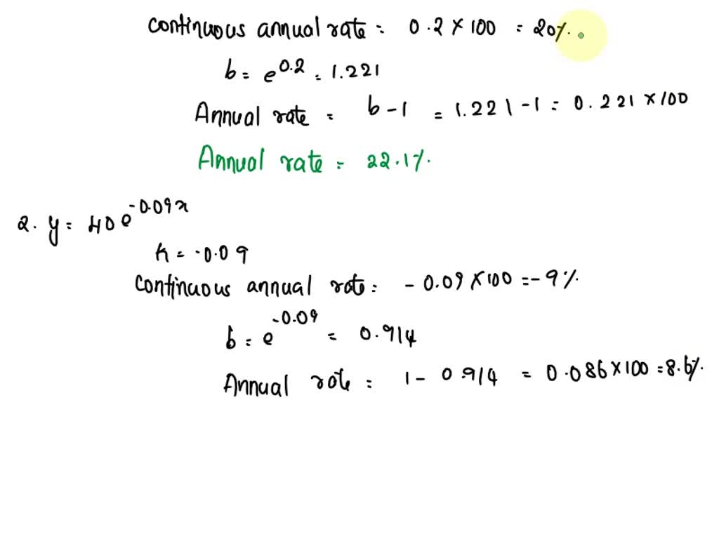 SOLVED: Converting Continuous Rate to Annual Rate Identify each of the ...