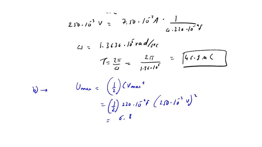 SOLVED: An oscillating LC circuit has a current amplitude of 7.50 mA, a potential amplitude of ...