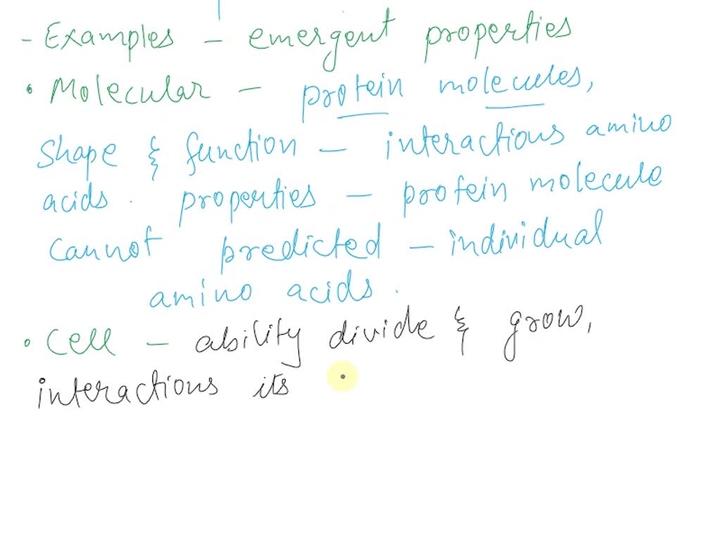 SOLVED: What is an emergent property? Describe specific examples from ...
