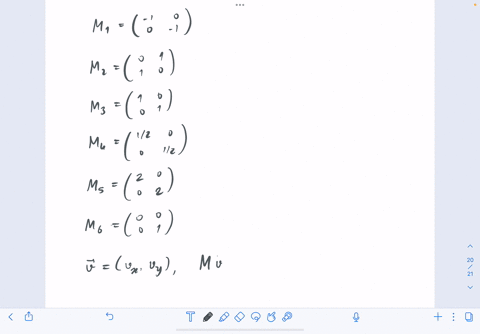 1 point match each linear transformation with its matrix 1 a reflection in the origin b ...