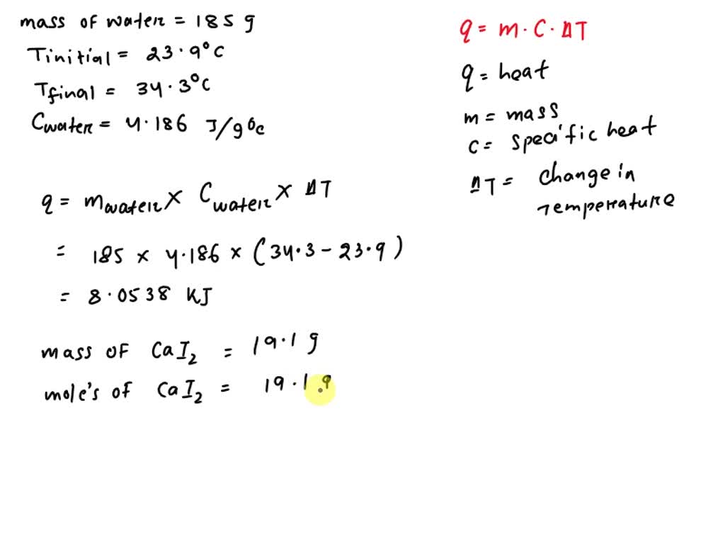 A calorimeter contains 185 g of water at 23.9 Â°C. A 19.1 g sample of ...