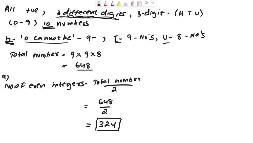 SOLVED: Consider all positive integers with 3 different digits note ...