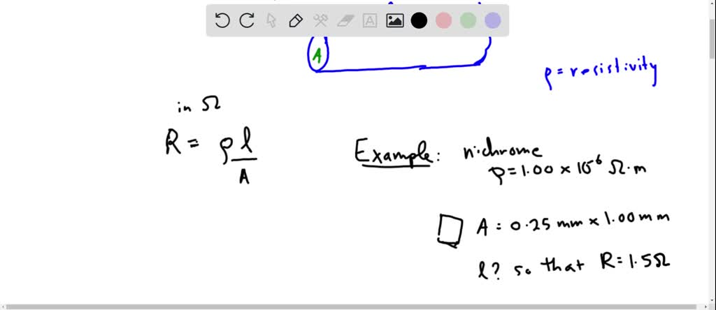 SOLVED: A ribbon of nichrome (resistivity = 1.00 A 10-6 Ω m) with a ...