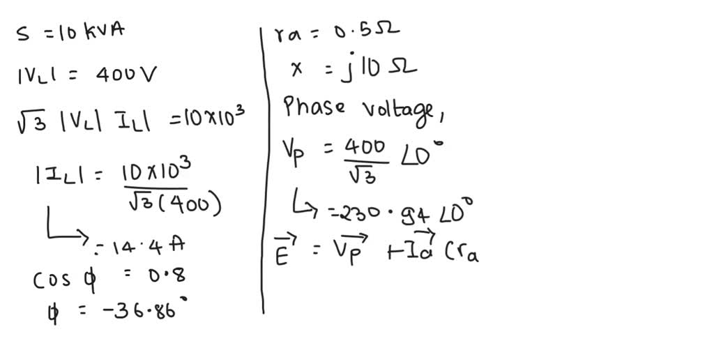 SOLVED: A 1100 kVA, 12 kV, three-phase, wye-connected alternator having a resistance of 3 Ω per ...