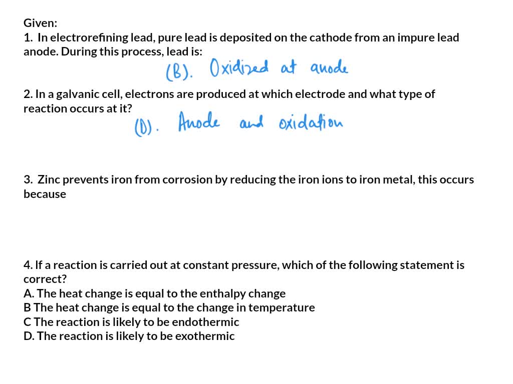 SOLVED: 9) electrorefining lead, pure lead is deposited on the cathode ...