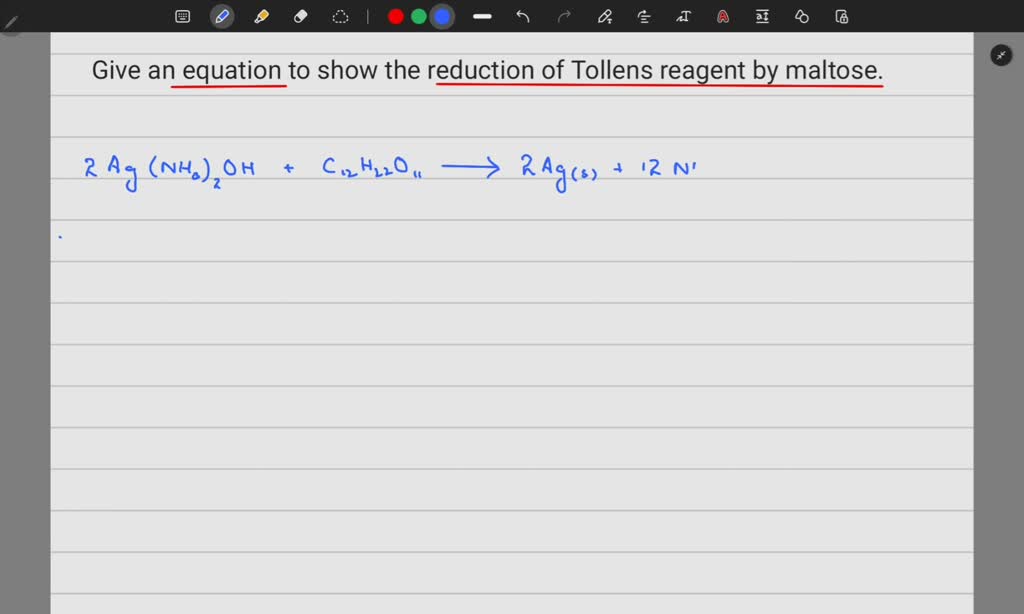 SOLVED: Give an equation to show the reduction of Tollens reagent by ...