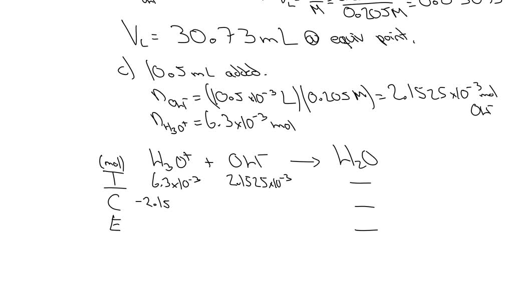 SOLVED: Consider the titration of a 35.0 mL sample of 0.180 M HBr with 0.205 M KOH. Determine ...