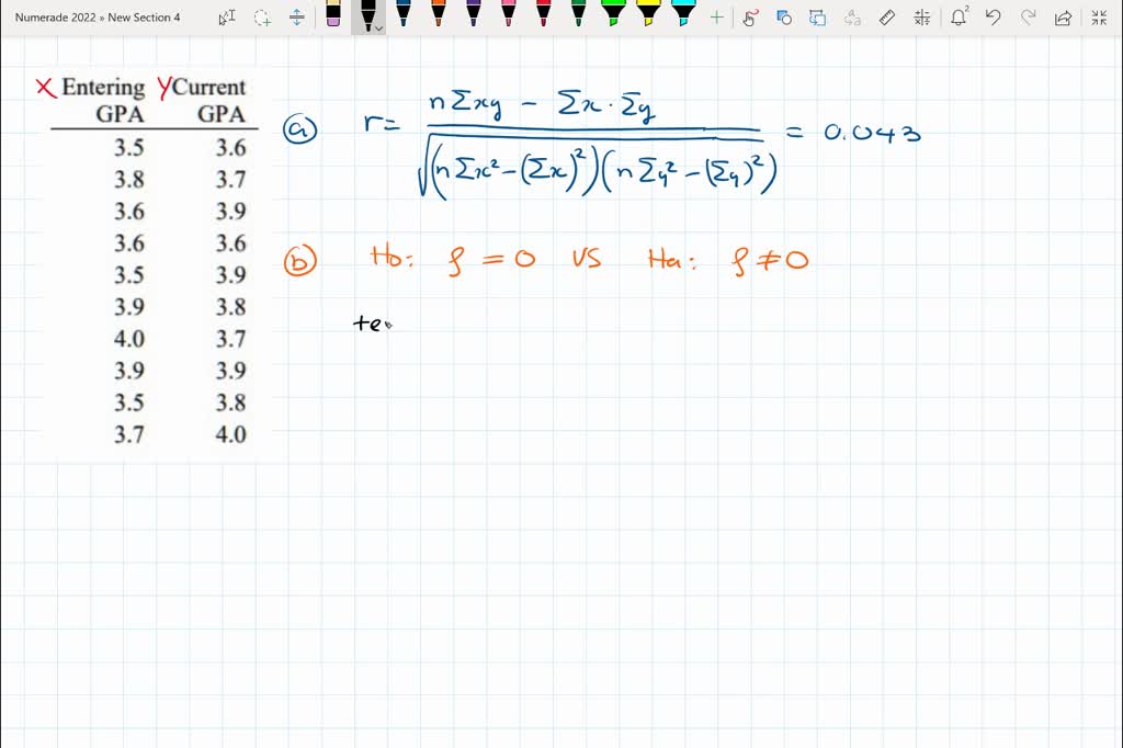 SOLVED: Ten students in graduate program were randomly selected. Their ...