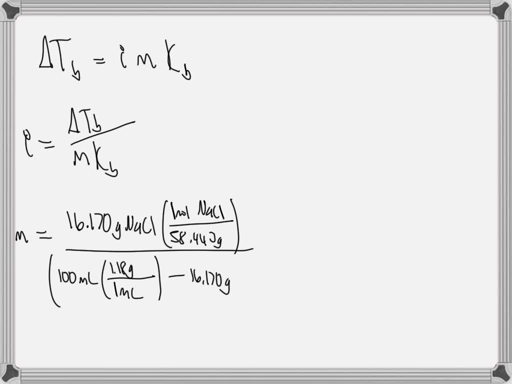 SOLVED: (5 pts) a) Suppose 16.170 = of NaCl is placed in water to prepare 100. mL of solution ...