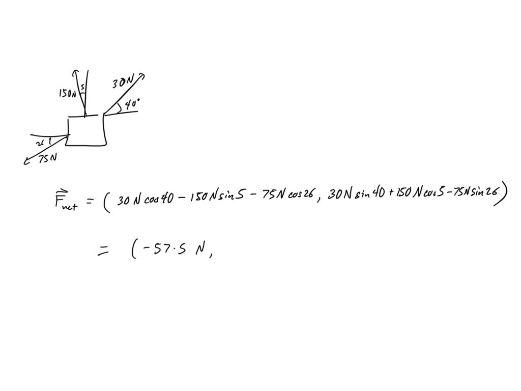 SOLVED: A 200 kg block has three forces applied to it at the same time: F1 = 30.0 N force at 40. ...