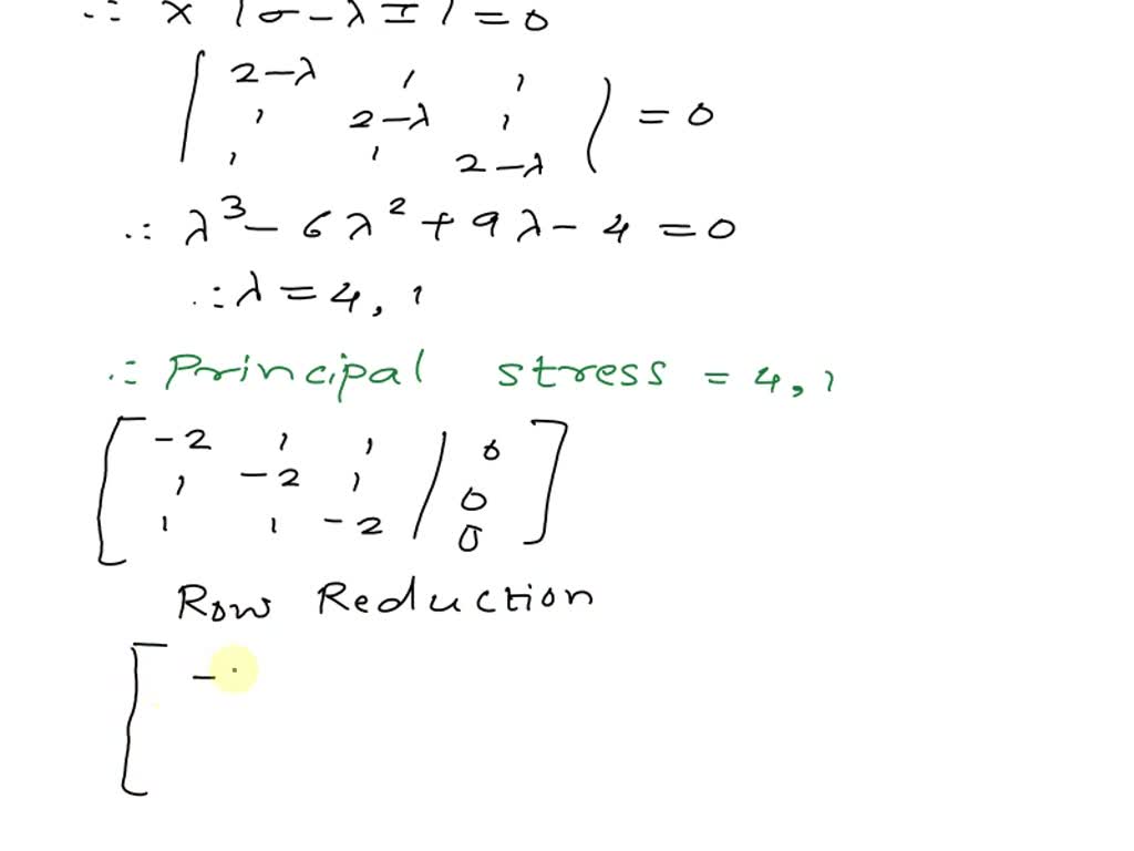 SOLVED: The stress tensor at a point P is given by Ïƒij. Determine the principal stress values ...
